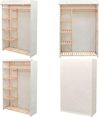 vidaXL Schrank Stoff und Kiefernholz 110 x 40 x 170 cm - Kleiderschrank - Garderoben - Textilschr&auml;nke - Holzschrank - Kommode - Home & Living
