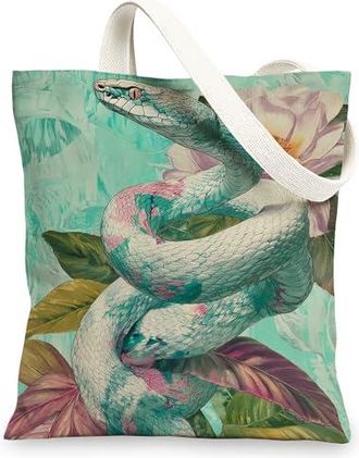 Generic Sac fourre-tout en toile artistique, respectueux de lenvironnement, réutilisable, sac à bandoulière léger à motif floral 33 x 38 cm