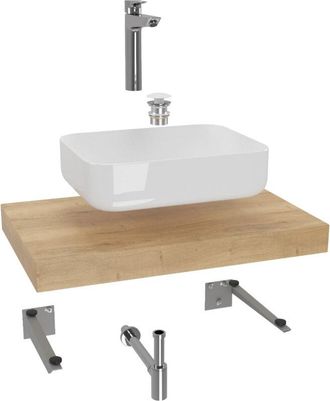 Puma Naturel - Hansgrohe Badezimmerset mit Dolce 80x8x50 cm Halifax-Eiche KSETDO6