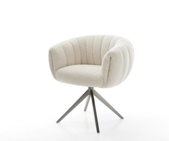 DELIFE Drehstuhl Jada-Flex Teddystoff Beige Kreuzgestell breit Graphit 360&deg; drehbar Wippfunktion Taschenfederkern, Esszimmerst&uuml;hle