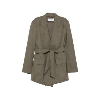 Max Mara Checked Belted Blazer