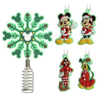 Hallmark Disney Mickey und Minnie Mouse 12,7 cm Miniatur-Weihnachtsbaumspitze und Mini-Ornamente, 5 Stück, bruchsicher
