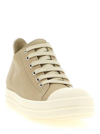 Rick Owens Womens Beige Ramie Low Top Sneakers