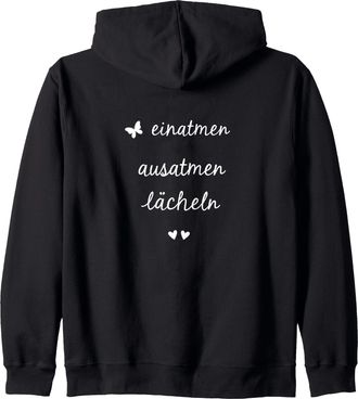 Mapanoli Design Einatmen Ausatmen Lächeln Yoga Spruch Kapuzenjacke