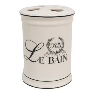 Biscottini International Le Bain Zahnputzbecher aus Porzellan L9 x PR9 x H12 - Zahnbürstenhalter für Badezimmer - eleganter Zahnbürstenhalter für das Badezimmer