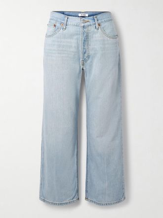 Re/Done Loose Crop Tief Sitzende Jeans Mit Geradem Bein - Blau