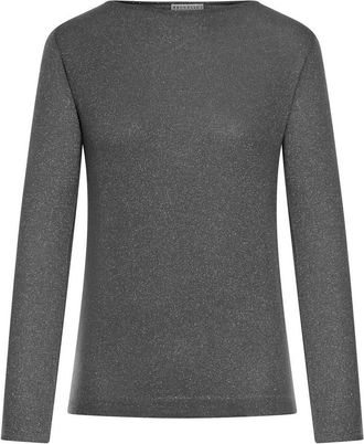 Brunello Cucinelli Pull Col Rond - Gris