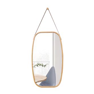 Generic Spiegel Ganzk&ouml;rperspiegel Wandspiegel Unregelm&auml;&szlig;iger f&uuml;r Wohnzimmer Schlafzimmer Eingangsbereich Dekoration(Light Wood,100x45 cm)