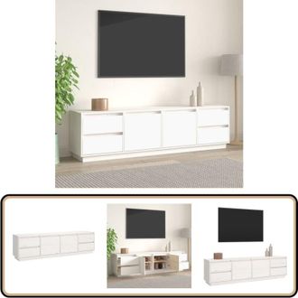 vidaXL Vidaxl - TV-Schrank Weiß 176x37x47,5 cm Massivholz Kiefer - tv Schrank - Holz tv Stand - Kiefernholzmöbel - Weißes Möbelstück - Wohnzimmermöbel