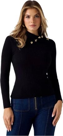 Guess Femme, Pulls, Noir, Taille: 42 FR Pull ML boutons