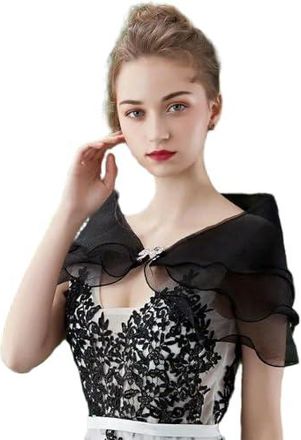 Generic NYSBH - Ch&acirc;le de soir&eacute;e pour femme - Couleur unie - Robe ch&acirc;le - Cape de mariage - L&eacute;g&egrave;re - Cache-&eacute;paules, Noir, Taille unique