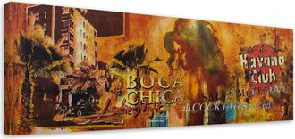 Feeby Bilder 140x45 cm Frau Havanna Club 1 tlg Modern Vlies Wandbilder Leinwandbilder Bild auf Leinwand Kunstdruck Wand Wanddeko Design Schlafzimmer Flur Wo