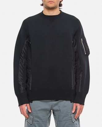 sacai Sweatshirt Mit Rundhalsausschnitt Aus Baumwolle Und Nylon
