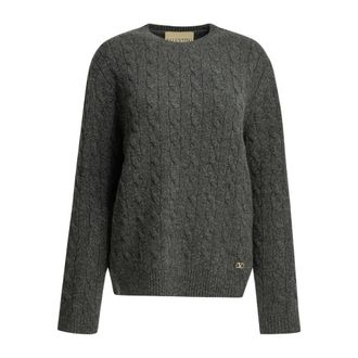 Valentino Zopfmuster Pullover aus Wolle - - Knitwear - Damen - Grau - M