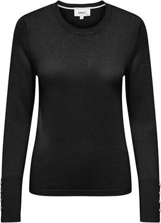 Only Onljulie Ls Life Button O-Neck CC KNT Sweater, Noir, S Femme