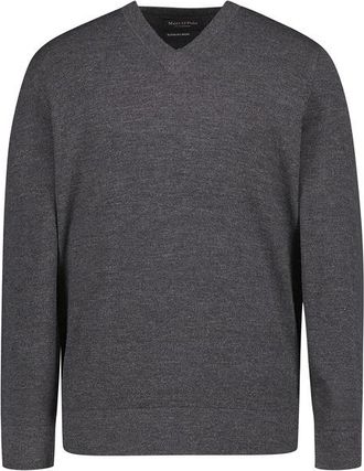 Marc O'Polo Herren Pullover grau Merinowolle unifarben