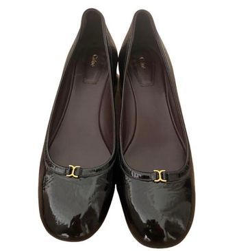 Chlo&eacute; Black Patent Leather Marcie Flats Size 38
