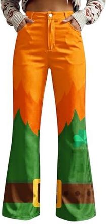 Generic HUIFUAO Pantalon de la Saint-Patrick pour femme - Pantalon tr&egrave;fle amusant - Costume irlandais de la St Paddy - Pantalon de tr&egrave;fle irlandais - Grande t