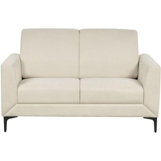 Beliani Beliani - 2-Sitzer Sofa Beige Stoffbezug mit Schwarzen Hohen Metallbeinen Hohe R&uuml;ckenlehne Armlehnen Dicke Sitzkissen Retro Wohnzimmer Polstersofa