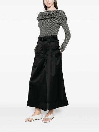 Junya Watanabe Belted Turn-Up Hem Cropped Trousers - Black