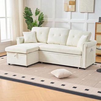 Generic Cabrio-Ecksofa mit Schlafplatz, ger&auml;umigem Stauraum, Halterung und Schienenfutter - B&eacute;ige