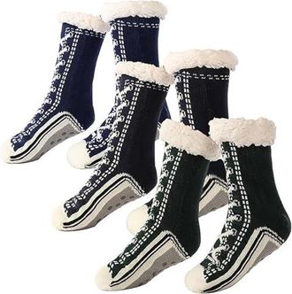 Generic Accordinglye Chaussons dhiver ultra épais en cachemire - Unisexe - Super doux, chaud et confortable - Doublure en polaire antidérapante, 3 pièces C., 