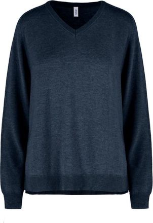 Bomboogie Femme, Pulls, Bleu, Taille: 42 FR Pull en maille m&eacute;rinos col en V