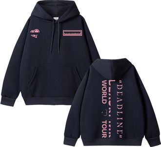 Generic Deadline Hoodie 2025 World Tour Grafik High Street Baumwoll-Sweatshirt(B Black,S)