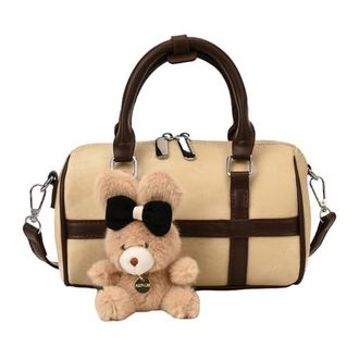 Generic Sac &agrave; bandouli&egrave;re en cuir synth&eacute;tique - Couleur contrast&eacute;e - Pochette sous le bras avec pendentif pour femme - Travail, shopping, kaki, 7.87x4.72x4.13