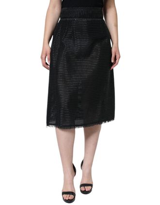 Dolce & Gabbana Womens Black Viscose High Waist Pencil Cut Skirt Cotton
