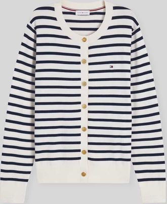 Tommy Hilfiger Regular Fit Strickjacke aus Baumwoll-Mix mit goldenen Kn&ouml;pfen