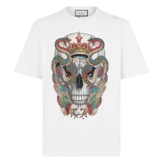 Philipp Plein Rundhals-T-Shirt King Of Snakes Stones - - Tops - Herren - Wei&szlig; - 2XL