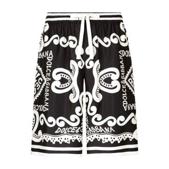Dolce & Gabbana Homme, Shorts, Noir, Taille: S Shorts Soie Imprim&eacute; Graphique
