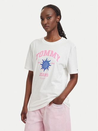 Tommy Jeans T-Shirt Novelty DW0DW23159 Wei&szlig; Relaxed Fit