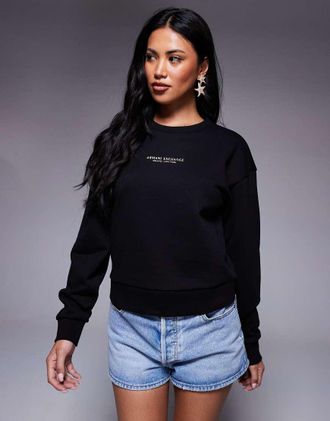 A|X Armani Exchange Sweat avec logo au centre - Noir/doré