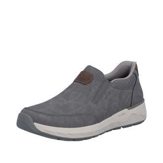 Rieker Slip-On Sneaker RIEKER, Herren, Gr. 47, grau, braun, Lederimitat, unifarben mit Farbeinsatz, Schuhe, Slipper, Schlupfschuh, Freizeitsneaker, Halbschuh