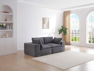 Vente-Unique 2-Sitzer Sofa modulbar - Stoff Anthrazitgrau - CORTOLINE