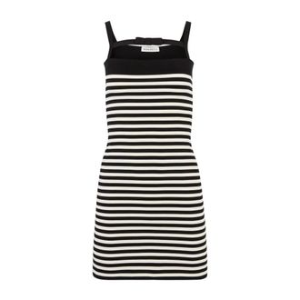 Nina Ricci Gestreiftes &auml;rmelloses Kleid mit Schleifendetail - - Dresses - Damen - Schwarzk - M