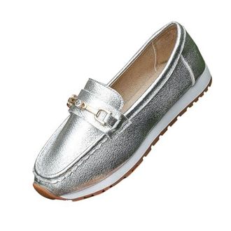 Generic Mocassins plats &agrave; enfiler pour femme - Style d&eacute;contract&eacute; - Couleur unie - Classique - Respirant - Confortable - Coupe large - Chaussures de marche quo