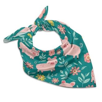 Generic Écharpe carrée en soie légère et mignonne avec motif de cochon pour cheveux, respirant, cadeau pour homme et femme, multicolore, 60x60cm