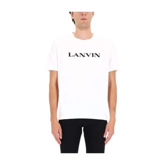 Lanvin Gesticktes Baumwoll-T-Shirt - - Tops - Herren - Wei&szlig; - L