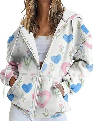Generic Sweat à capuche surdimensionné pour femme - Manches longues - Motif géométrique - Doux et confortable - Décontracté - Avec poches - Fermeture éclair i