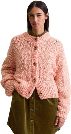 Marc O'Polo Denim Cardigan melierte Struktur, lockere Form, Rundhals