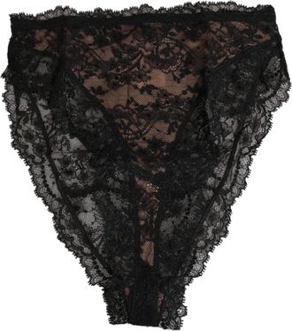 Dolce & Gabbana Femme, Sous-v&ecirc;tements, Noir, Taille: 38 FR Culotte haute en dentelle noire fleurie
