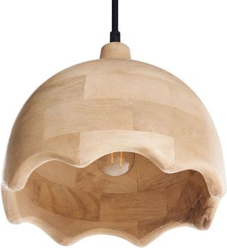 Beliani Beliani - Lampe Suspendue Moderne Boho en Bois de Manguier avec Abat-Jour Rond Marron Clair Gomati