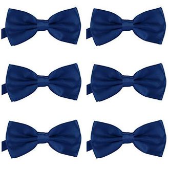 DonDon Lot de 6 Noeud papillon pour homme 12 x 6 cm avec crochet déjà lié et réglable Bleu foncé