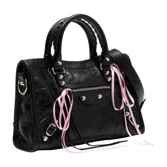 Balenciaga Womens Le City Top Handle Bag Black Lambskin