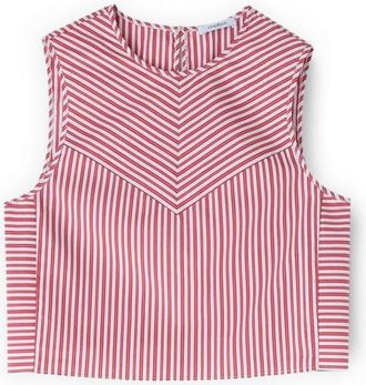 Motivi Femme, Tops, Rouge, Taille: 42 FR Top court en popeline &agrave; rayures