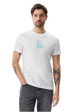 Calvin Klein T-Shirt Manches Courtes Homme Brush Stroke Graphic Tee Regular Fit, Blanc (Bright White), XL