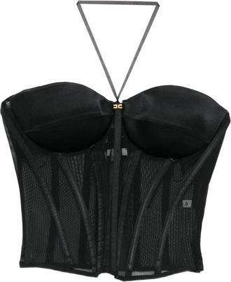 Elisabetta Franchi Femme, Tops, Noir, Taille: 42 FR Top corsetto in rete